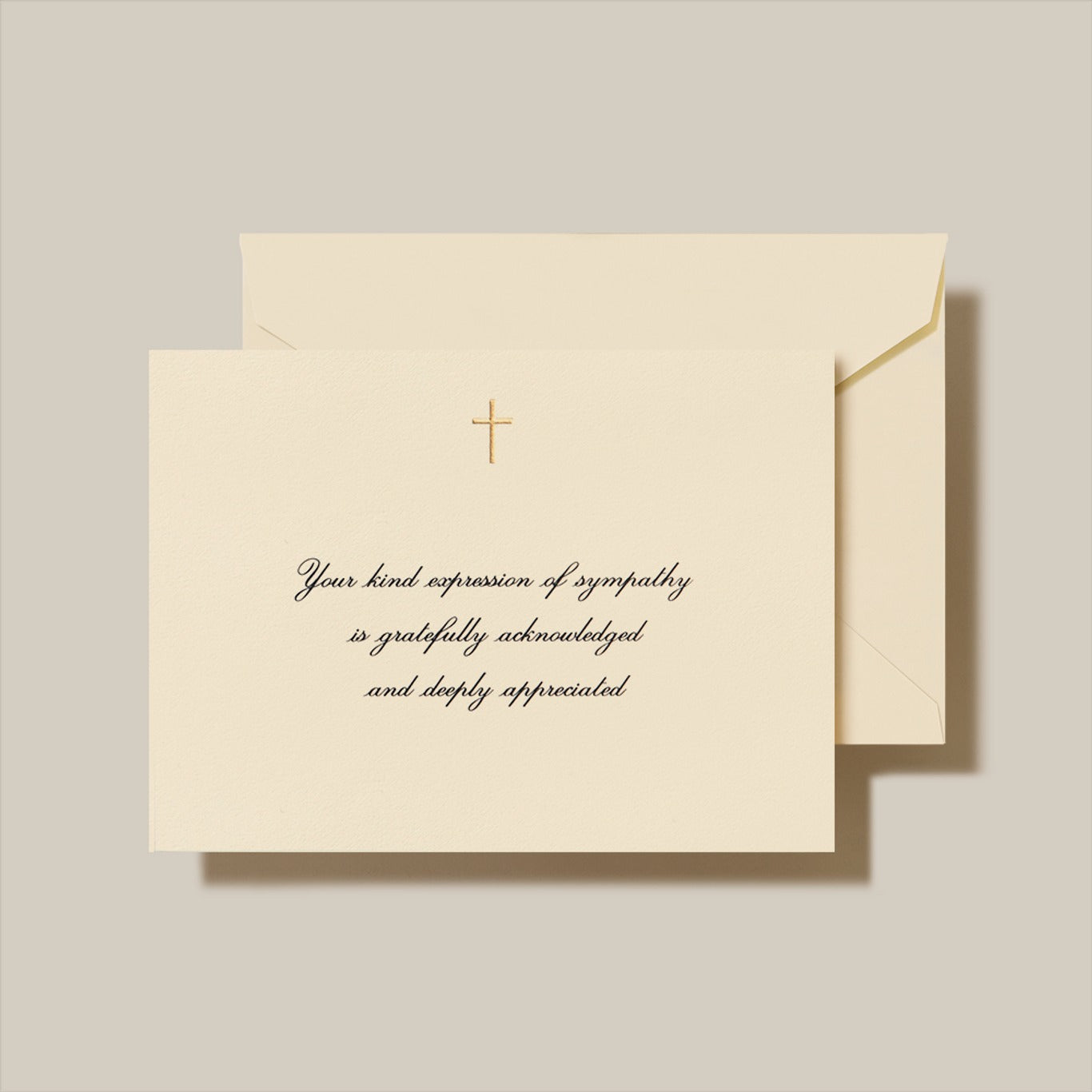 Engraved Gold Cross Sympathy Acknowledgement Note Card Set – Details ...